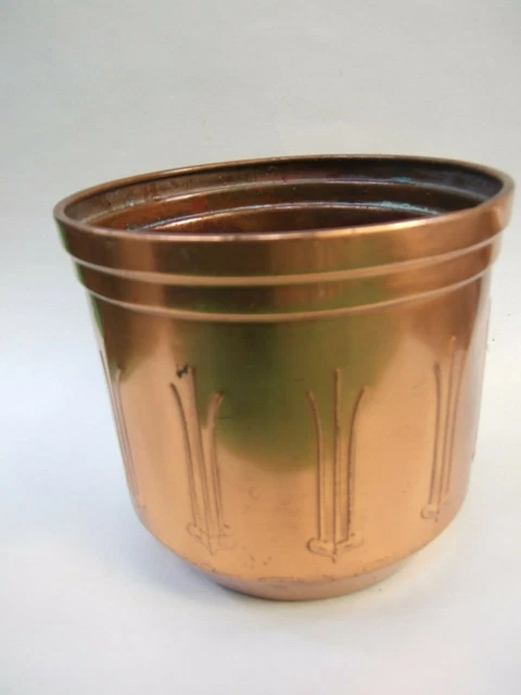 ANTIQUE ART NOUVEAU Planter J.S & S Solid Copper Jardiniere 6 3/4 ...