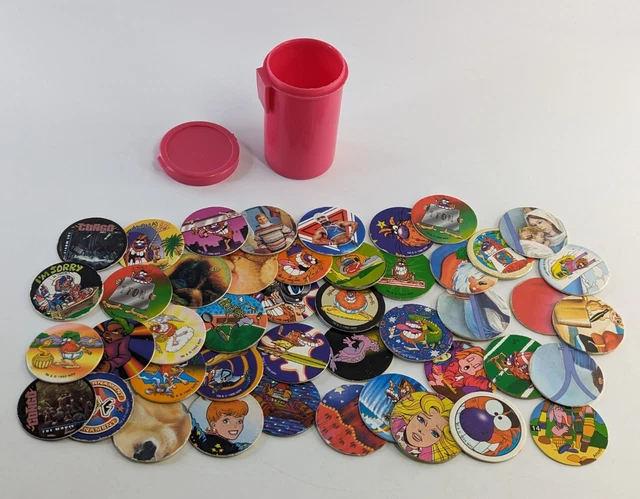 VINTAGE POGS LOT Bundle Milk Cap Maker Chupa Caps Birds Eye World Tour ...