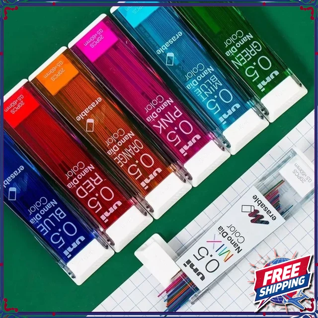 COLOR PENCIL LEAD Refill Uni 0.5mm Japan Nano Dia 202NDC Mixed Colours ...