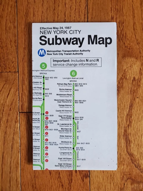 VINTAGE MAY 1987 Nycta Nyc Subway Map Mta Guide New York City Transit Authority £24.66 - PicClick UK