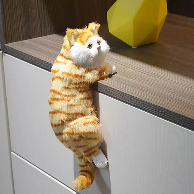 UK REALISTIC CLIMBING Cat Lifelike Plush Fake Fur Life Size Furry House ...