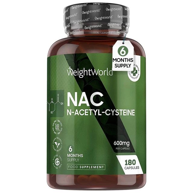 NAC N-ACETYL-CYSTEINE 180 Capsules 600mg | Antioxidant Glutathione ...
