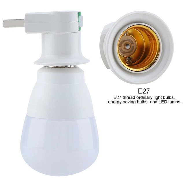 WALL PLUG E27 Bulb Lamp Socket Mount Holder Adapter With Switch Control ...
