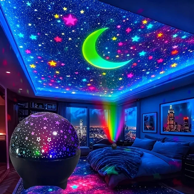 LED NIGHT LIGHT Starry Sky Galaxy Moon Projector Light Auto Color ...