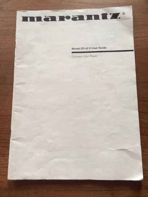 USER MANUAL NOTICE Mode d’emploi MARANTZ Model CD II Compact Disc ...