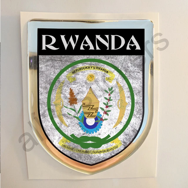 AUTOCOLLANT RWANDA AUTOCOLLANT auto armoiries emblème drapeau 3D sale drapeau résine EUR 4,95 ...