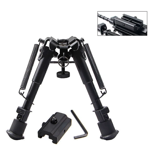 6& CLAMP-ON BARREL Mount Folding Rifle Bipod Spring Return Gun Rest For ...