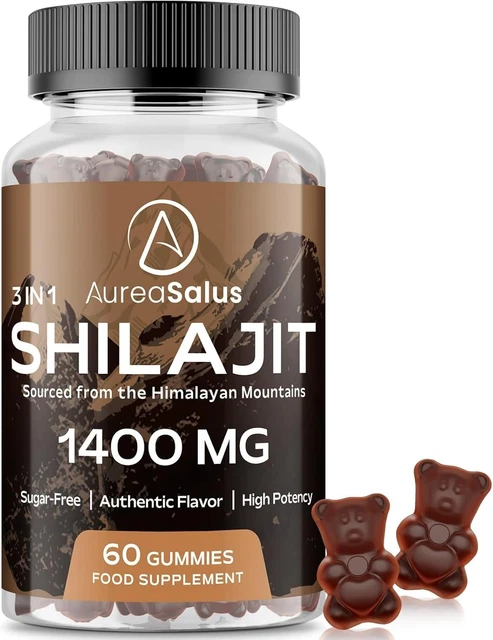 AUREASALUS SHILAJIT GUMMIES 1400mg Supplement with Chaga Ashwagandha ...