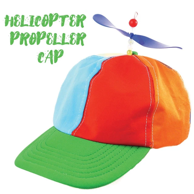 HELICOPTER PROPELLER HAT Rainbow Clown Cap Fancy Dress Tweedle Dee Dum ...
