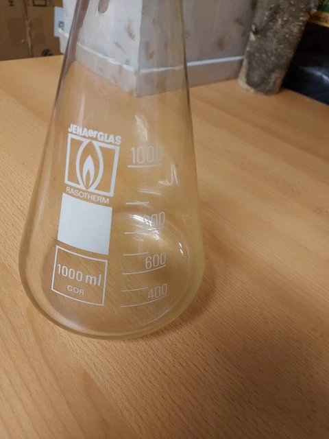 DDR ERLENMEYERKOLBEN RASOTHERM Jenaer Glas 1000ml Laborglas EUR 14,00 ...