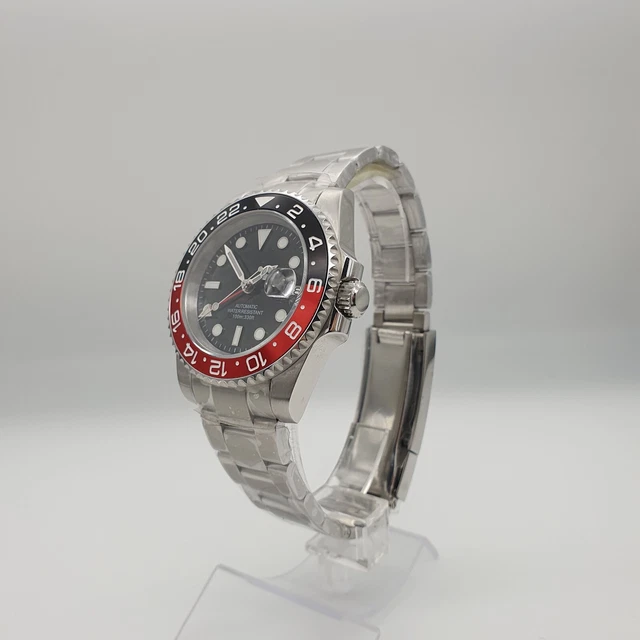 RED AND BLACK Bezel Modified GMT Homage Seiko NH34 Automatic Dive Watch ...