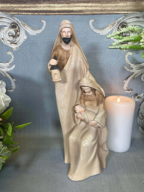 HOLY FAMILY STATUE Virgin Mary with Joseph and Jesus Religious Nativity ...