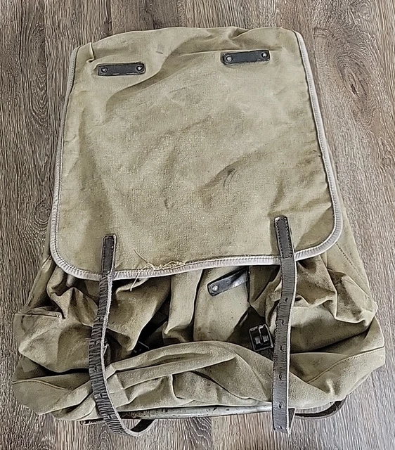 VINTAGE 1960S FULL Metal Frame Hiking Leather Canvas BRITISH RUCKSACK ...