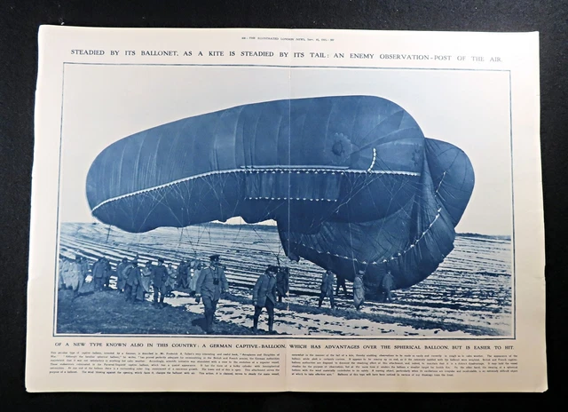 WW1 GERMAN SPY Balloon Blimp Airship Enemy Observation Captured War ...