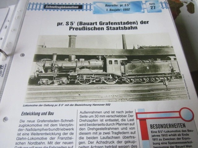 DEUTSCHE DAMPFLOKS MIT Risszeichnung S27 pr S 5.1 Bauart Grafenstaden ...
