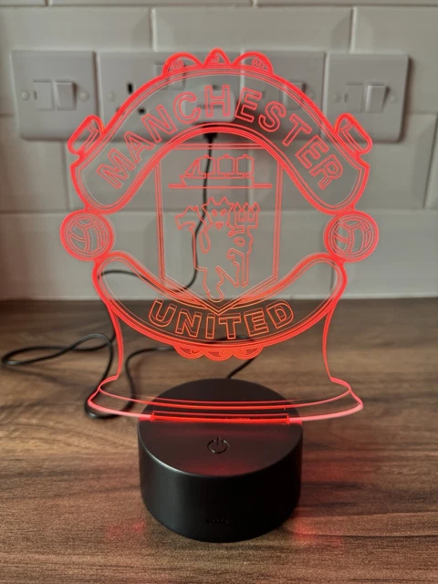 MAN UNITED 3D Acrylic Light LED Multi Colours touch sensor battery ...