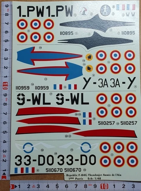 DECALS 1/48 REPUBLIC F-84G THUNDERJET Armée de l'air – CARPENA DCC482 ...