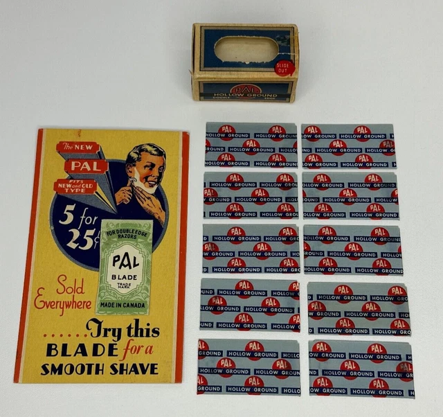 VINTAGE PAL DOUBLE Edge Safety Razor Blades Original Box Sample Card ...