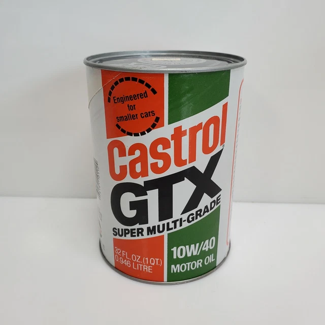 VINTAGE CASTROL GTX Super Multi-Grade Oil Can Cardboard 1 Quart 10w/40 ...