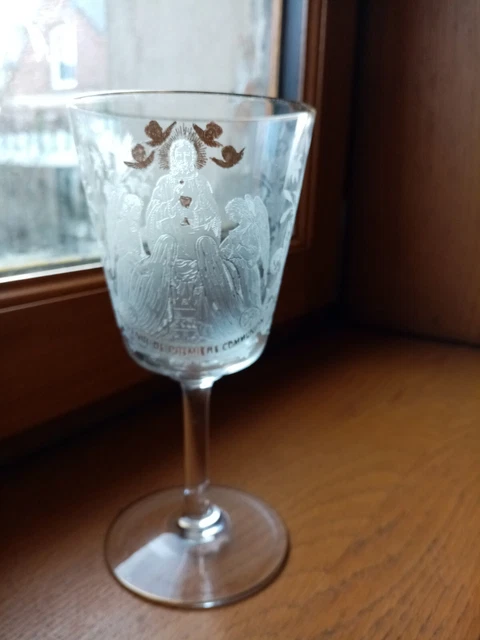 VERRE ANCIEN EN Cristal Grave Souvenir Premiere Communion Anges Christ EUR 30,00 - PicClick FR