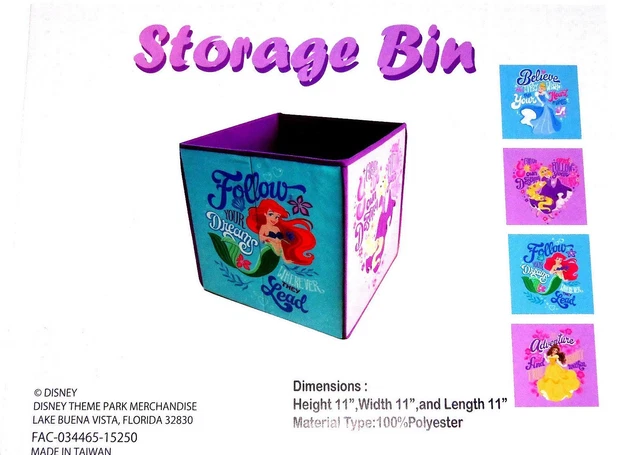 DISNEY PRINCESS STORAGE Cube Belle Cinderella Ariel Rapunzel Theme ...