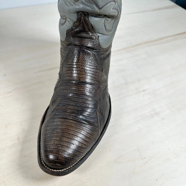 VINTAGE DAN POST Gray Brown Snakeskin Cowboy Boots 10 D USA Western £94 ...