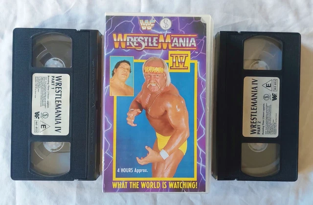 WWF WRESTLEMANIA IV 4 VHS Video - RARE early version with all black ...