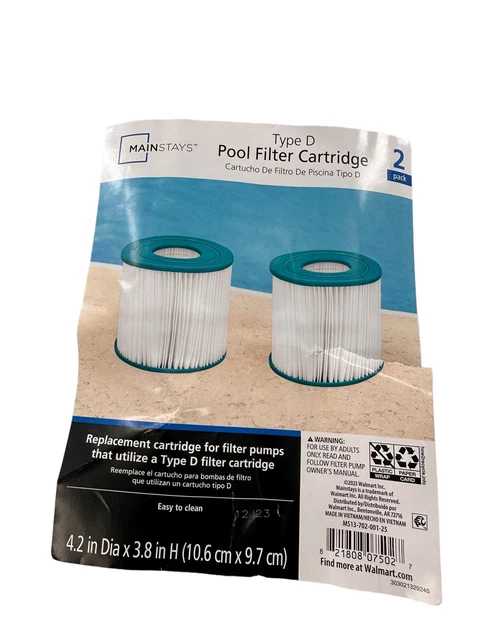 MAINSTAYS TYPE D Universal Replacement Swimming Pool Filter Cartridge 2 ...