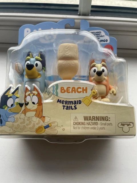 BLUEY FIGURES, BEACH Mermaid Tails and Bingo Character Figures £26.69 ...