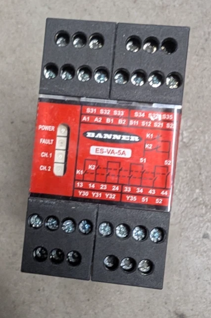 BANNER ES-VA-5A ES Safety Relay Estop relay DIN rail mount $111.66 ...