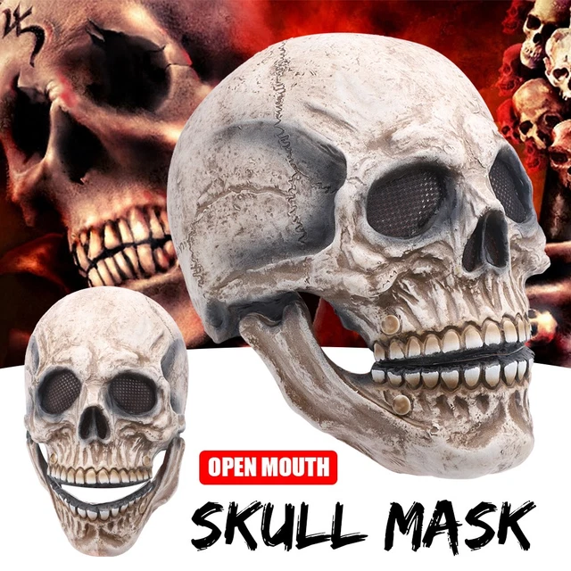 HALLOWEEN MOVABLE FULL Head Skull Mask Helmet Adult Latex Skeleton ...