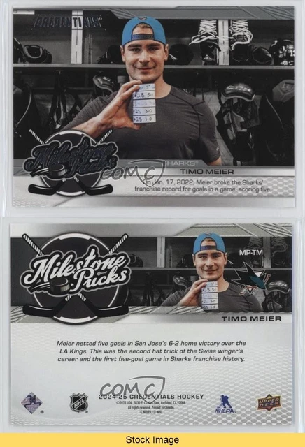 2024-25 UPPER DECK Credentials Milestone Pucks Timo Meier #MP-TM READ ...