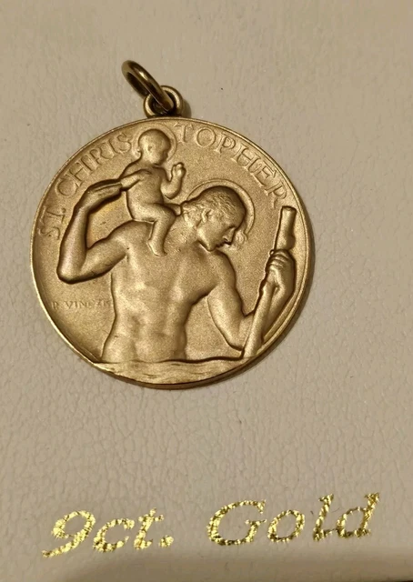 PAUL VINCZE 9CT Yellow Gold St Christopher - 5.14 Grams - 22mm Boxed £ ...