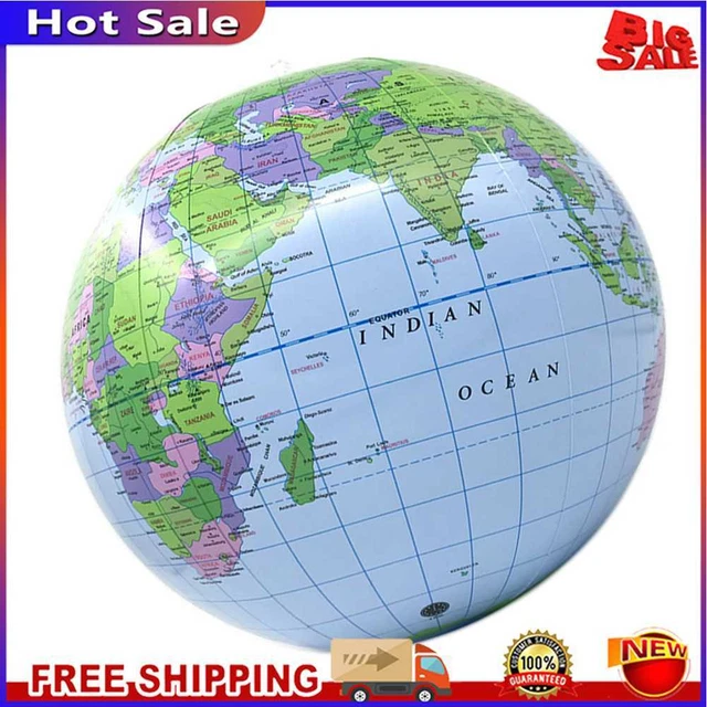 INFLATABLE GLOBE WORLD Earth Ocean Map Beach Ball Geography Kids ...