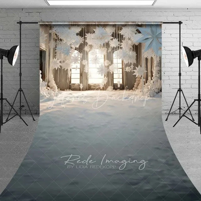 LOFARIS WHITE WINTER Window Sweep Backdrop, Hanging Paper Stars Snow ...