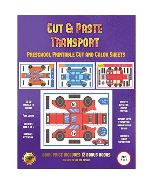 PRESCHOOL PRINTABLE CUT and Color Sheets (Cut and Paste Transport): 20 ...