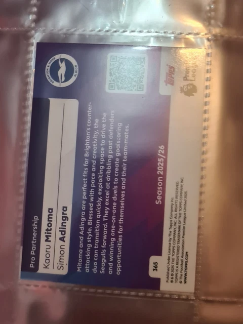 TOPPS 2026 PREMIER League Brighton Pro Partnership Numbered 203/299 ...