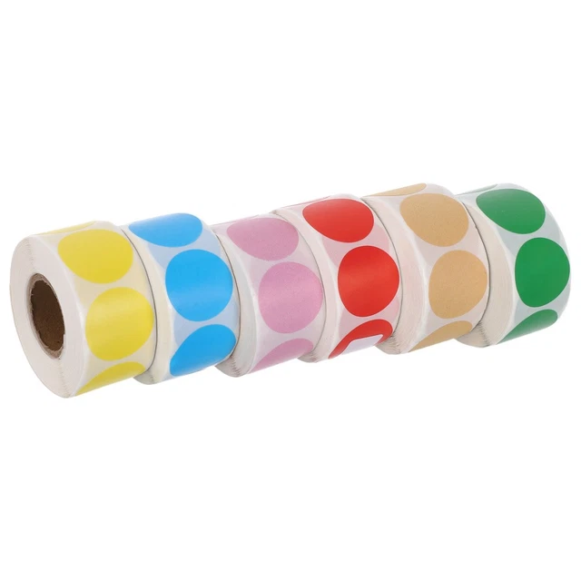 6 ROLLS SMALL Round Coding Labels Count Self-Adhesive Circle Stickers ...