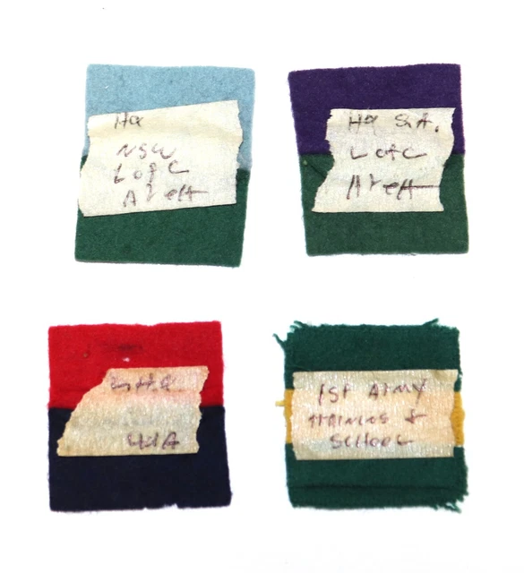4 DIFFERENT ORIGINAL WW2 Australian Army Unit Colour Patches - H.Q ... 4 DIFFERENT ORIGINAL WW2 Australian Army Unit Colour Patches - H.Q ...