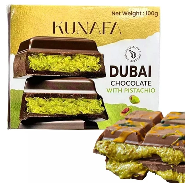 DUBAI CHOCOLATE PISTACHIO Kunafa Bar Viral (Inspired ) 100 grams free ...