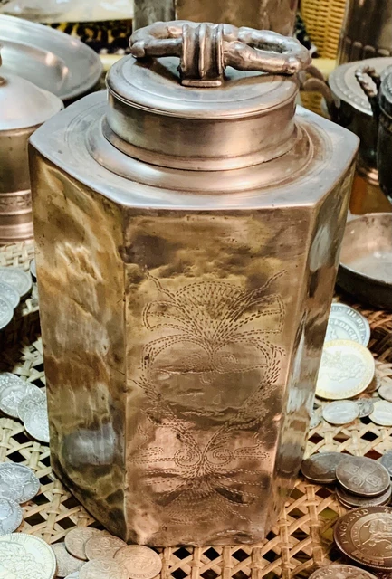 1787 PEWTER TANKARD Hexagonal with Engravements George III Era ...