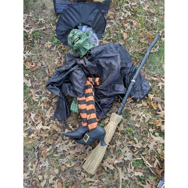 FLYING WITCH ANIMATRONIC LED Eyes Creepy Sound Motion Activated Spirit ...