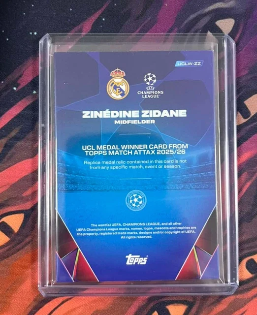 TOPPS MATCH ATTAX 25/26 UCL Zinedine Zidane Card Medal Winner Relic 049/29 $402.83 - PicClick CA