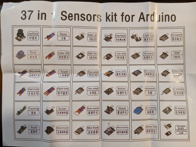 37 SENSOR ULTIMATE 37 in 1 Sensor Modules Kit for Arduino and Raspberry ...