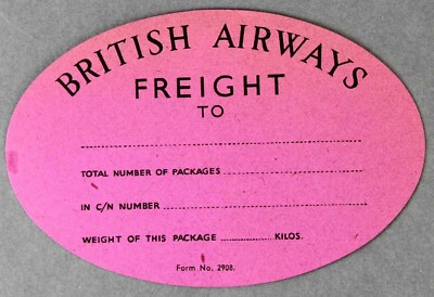 BRITISH AIRWAYS ORIGINAL Vintage 1930'S Airline Freight Luggage Label ...