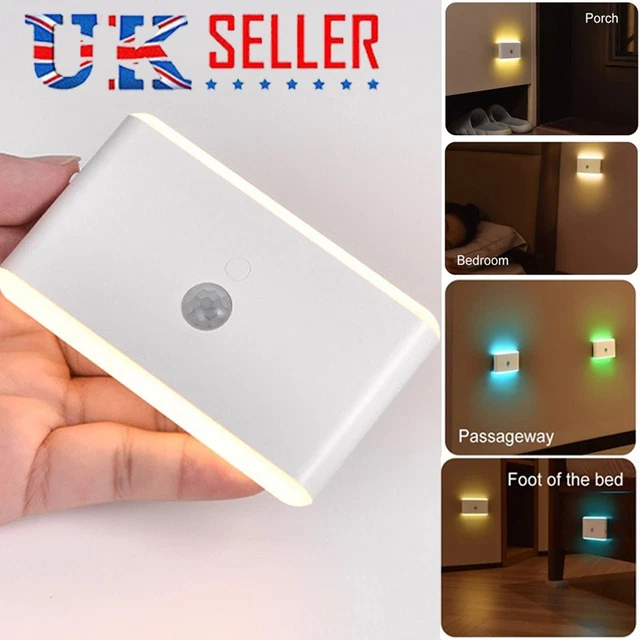 LED MOTION SENSOR Light USB Wireless PIR Battery Wall Cabinet Stair ...