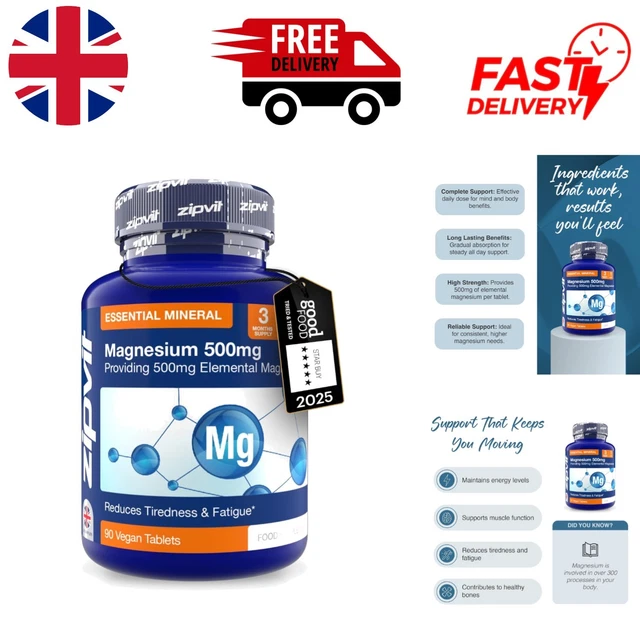 MAGNESIUM 500MG - Supplement for Energy, Bone & Muscle Health, 90 Count ...
