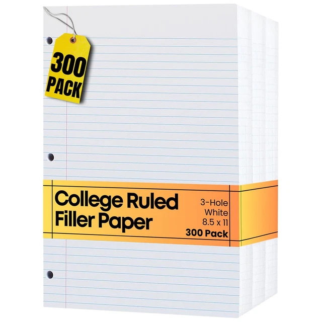 LOOSE LEAF PAPER, Filler Notebook Paper 8.5x11, Refill Paper, College ...