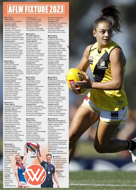BIG 420MM 2023 AFLW TEAMS FIXTURE POSTER,AFL FOOTBALL $16.99 - PicClick AU