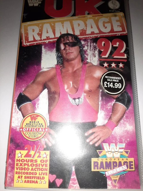 WWF UK RAMPAGE 92 Wrestling VHS Cassette Tape Brett Hart 2.5hrs 1992 ...